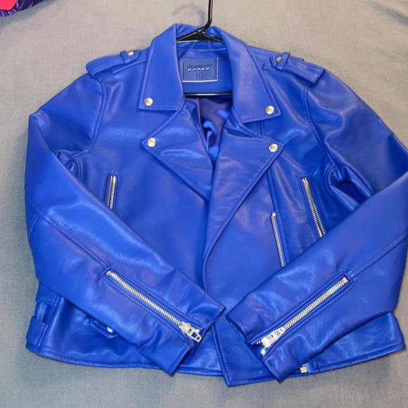 Blank NYC | Jackets & Coats | Nwot Blue Moto Faux Leather Jacket With ...